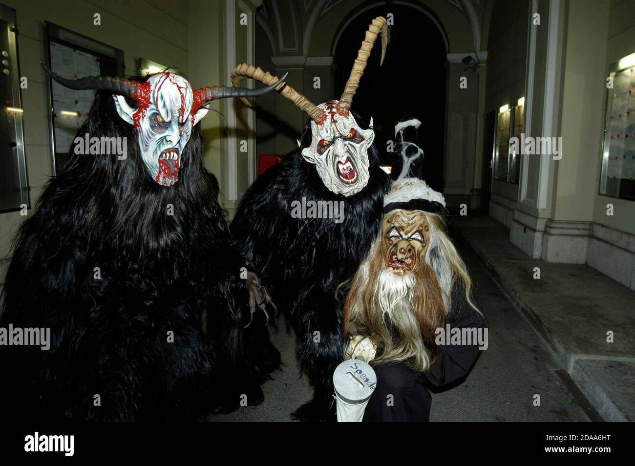 the european folklore figure Krampus at a Krampus run in christmas ...