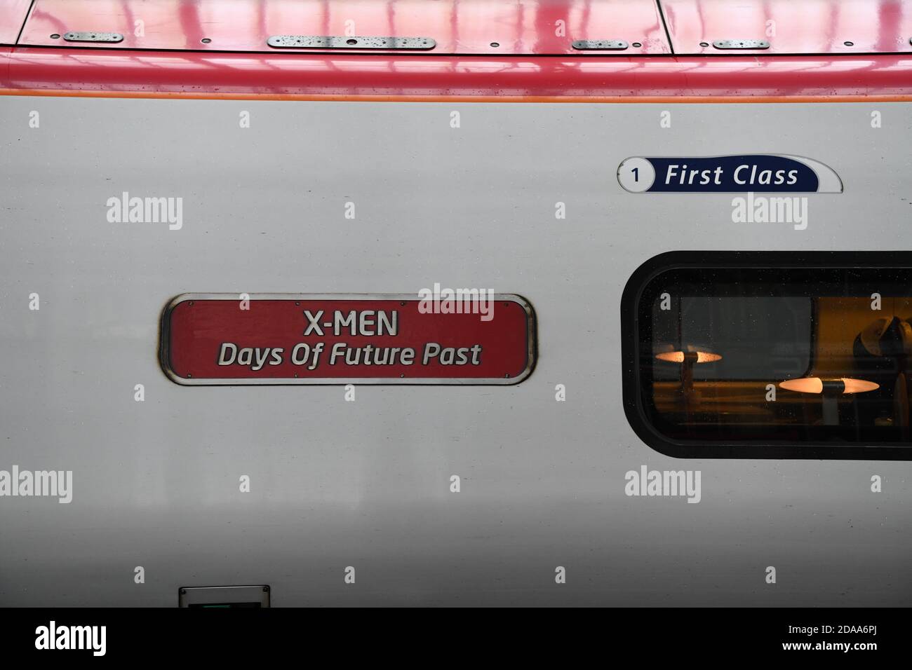X-MEN, Days Of Future Past name plate on Virgin first class carriage at ...