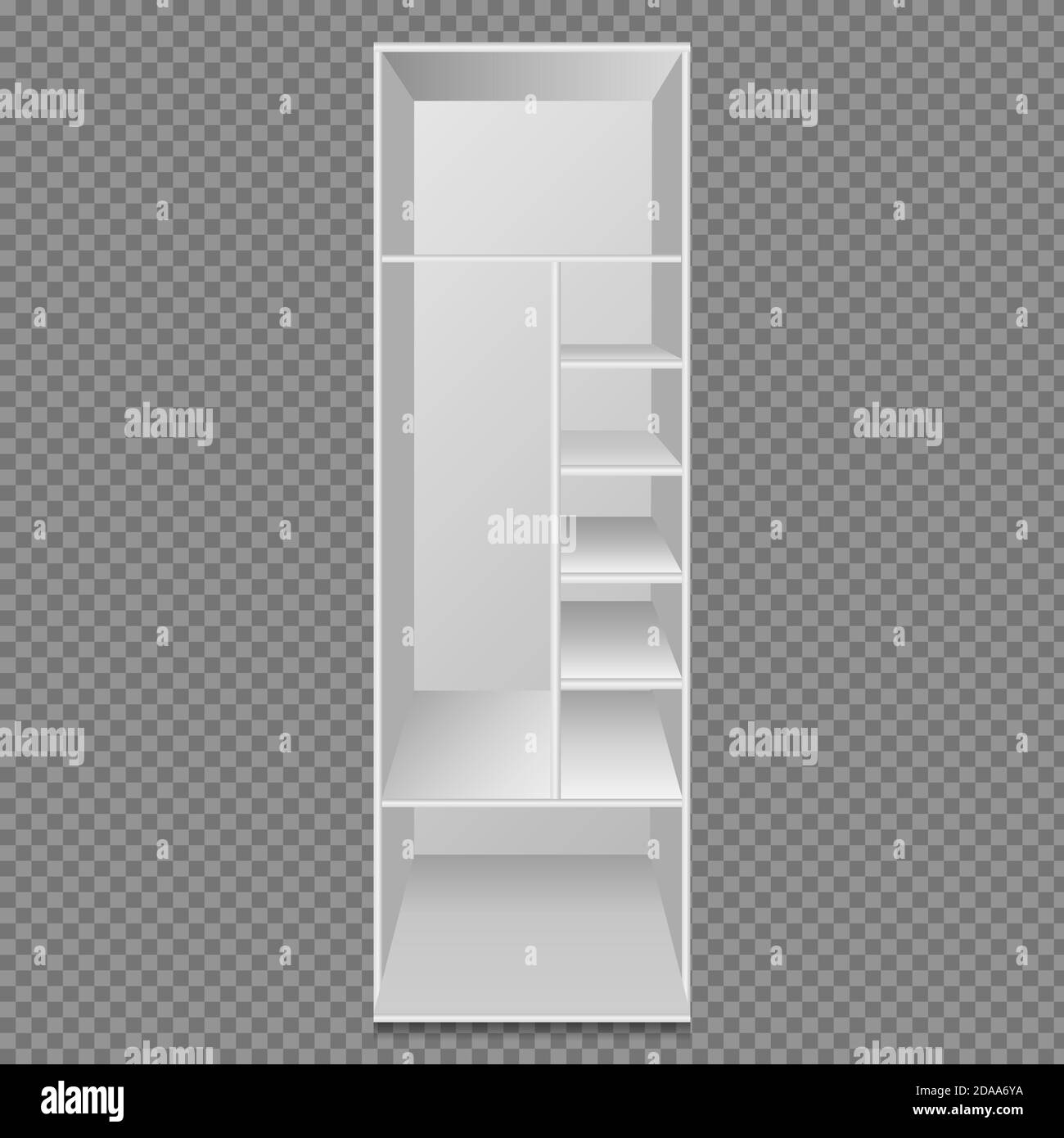White wardrobe with shelves on a transparent background. Isolated ...