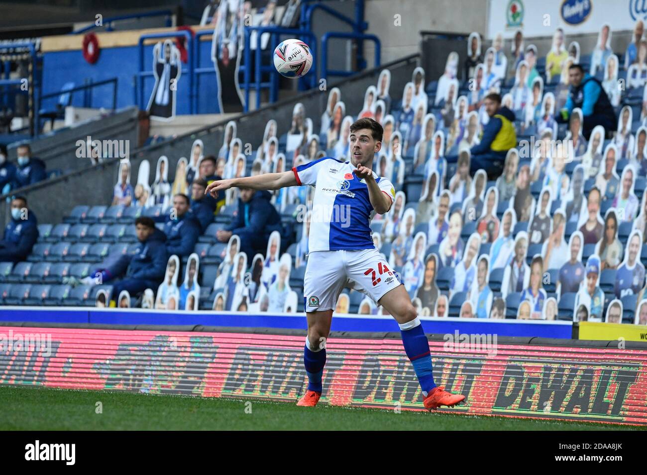 Joseph Rankin Costello #24 of Blackburn Rovers looks to control the ...