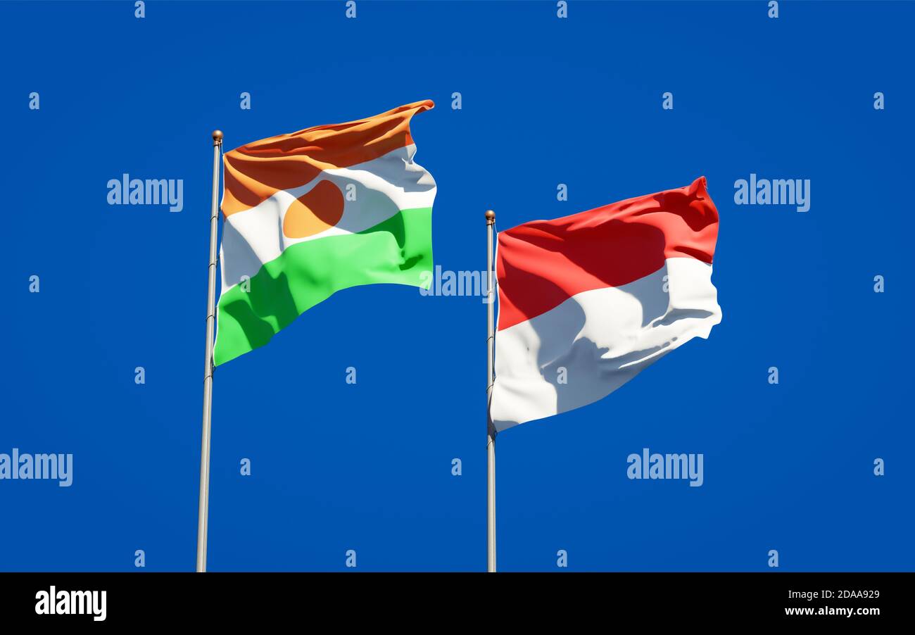 Beautiful national state flags of Niger and Indonesia together at the ...