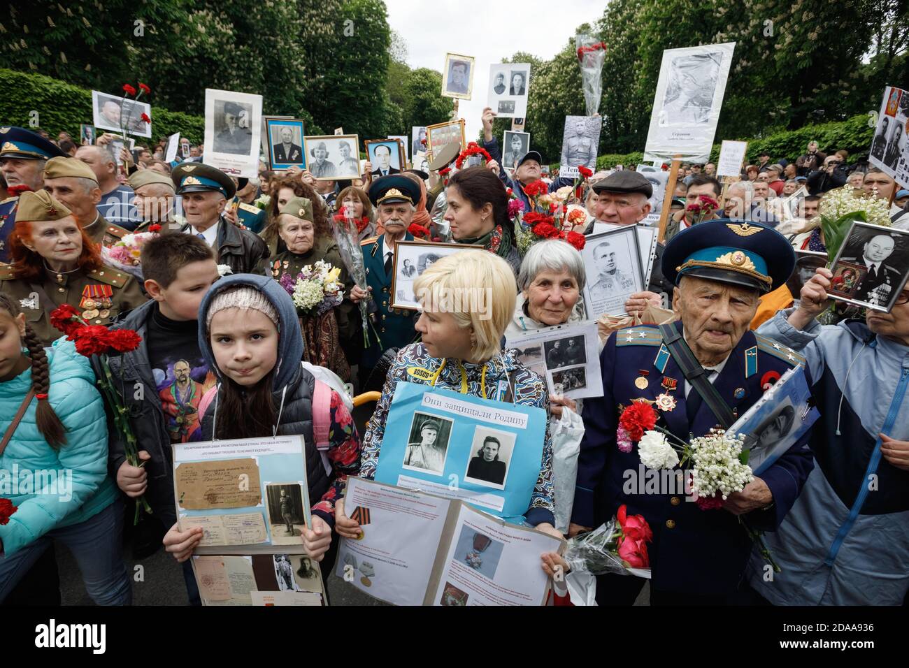 KIEV, UKRAINE - May 09, 2017: The Immortal Regiment march devoted to ...