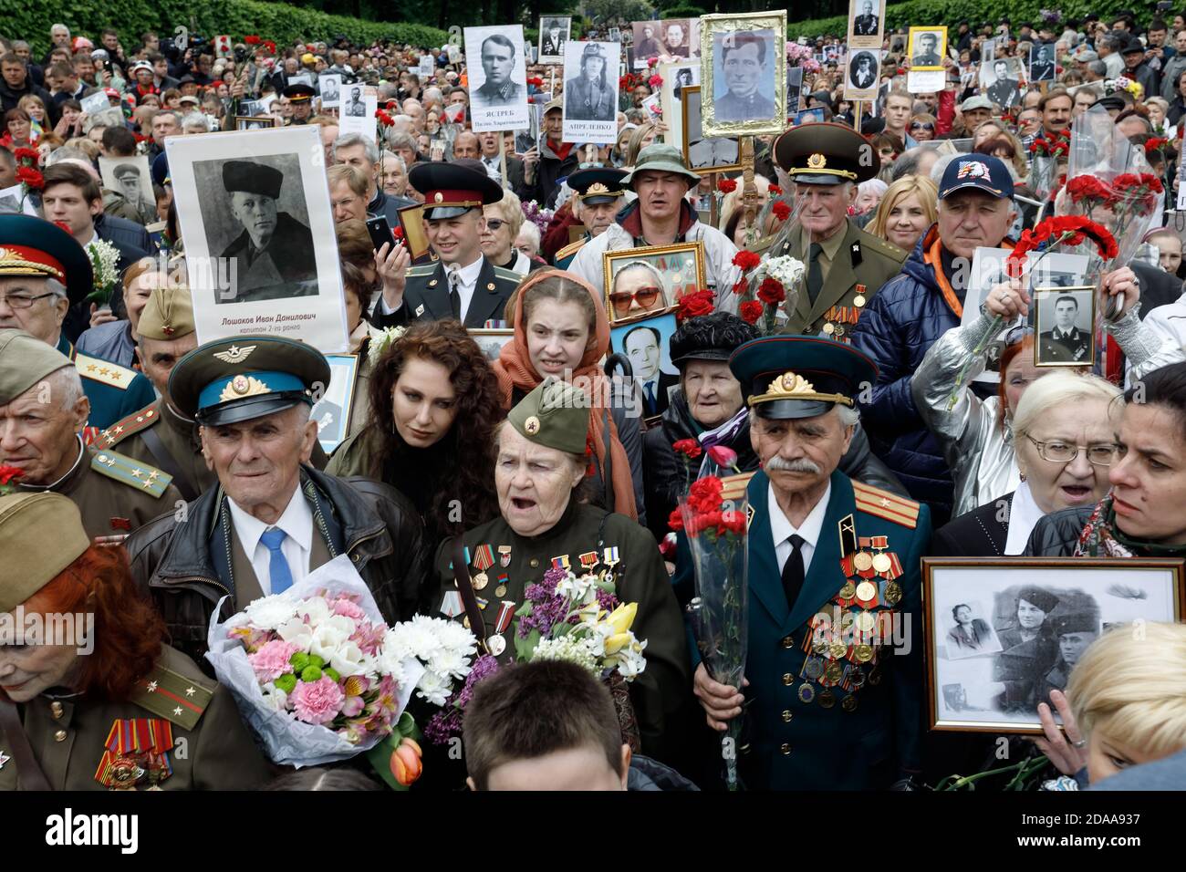KIEV, UKRAINE - May 09, 2017: The Immortal Regiment march devoted to ...
