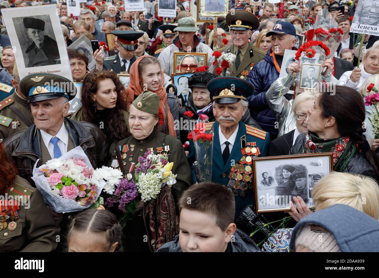 KIEV, UKRAINE - May 09, 2017: The Immortal Regiment march devoted to ...