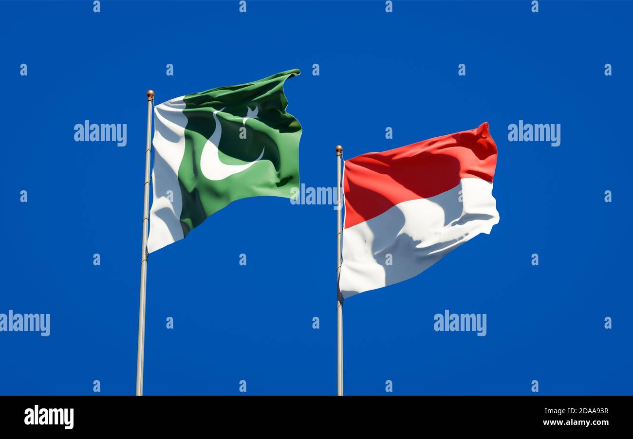 Beautiful national state flags of Pakistan and Indonesia together at ...