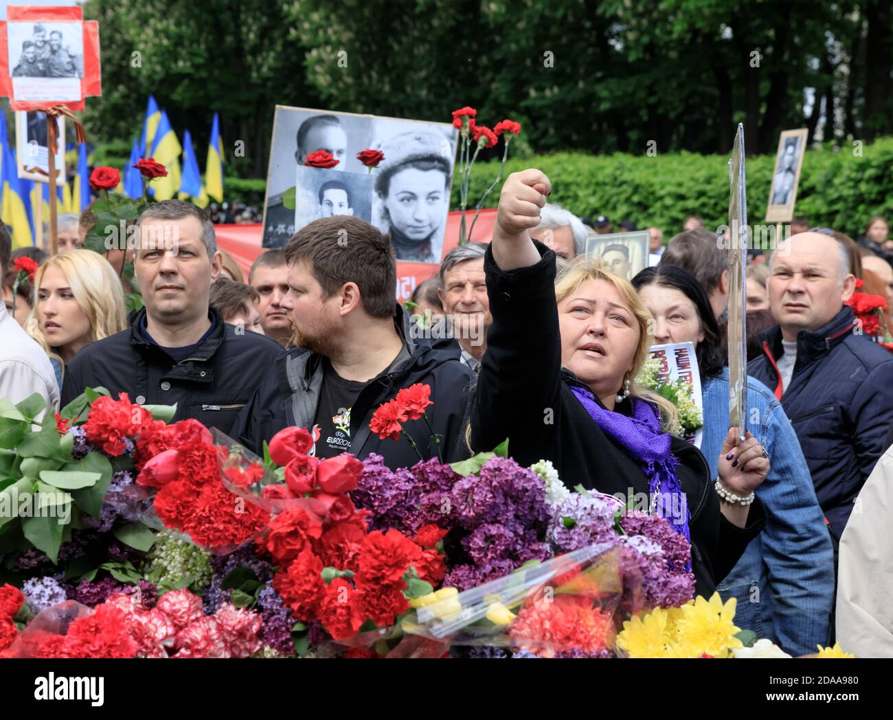 KIEV, UKRAINE - May 09, 2017: The Immortal Regiment march devoted to ...
