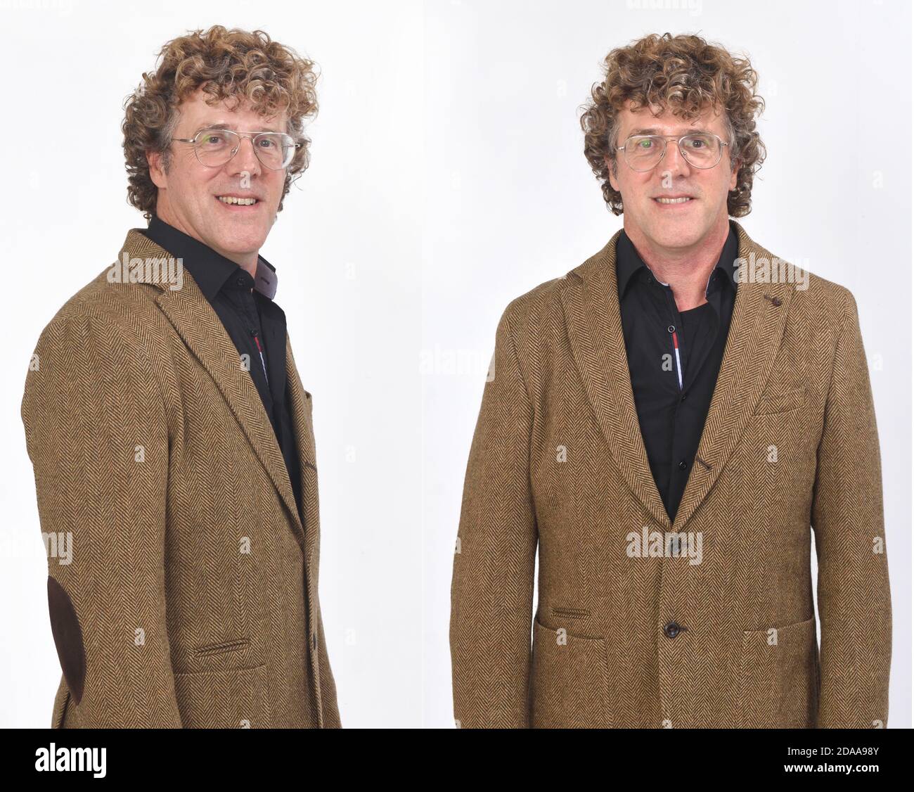 same man side and front view on white background Stock Photo - Alamy