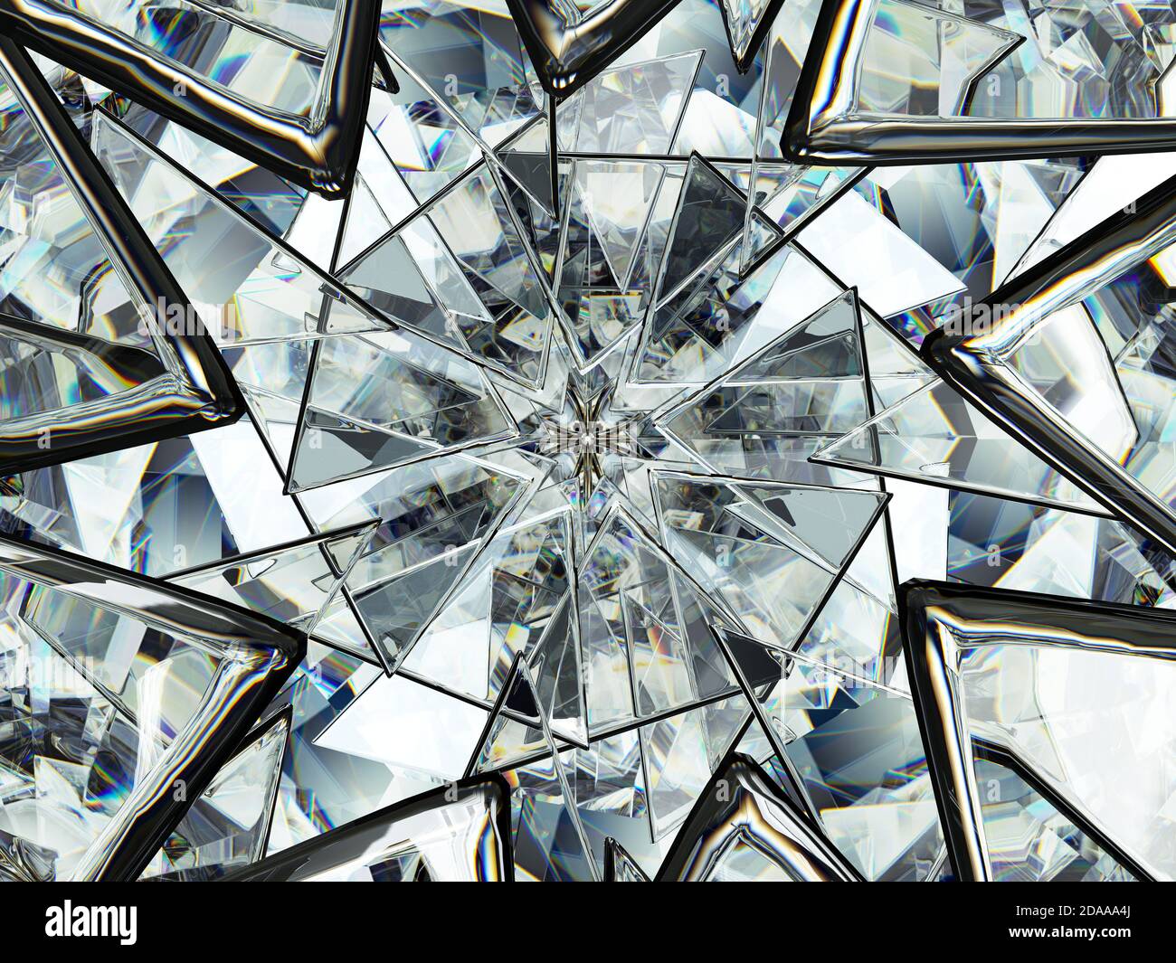 Gemstone diamond or shiny glass triangular texture kaleidoscope ...