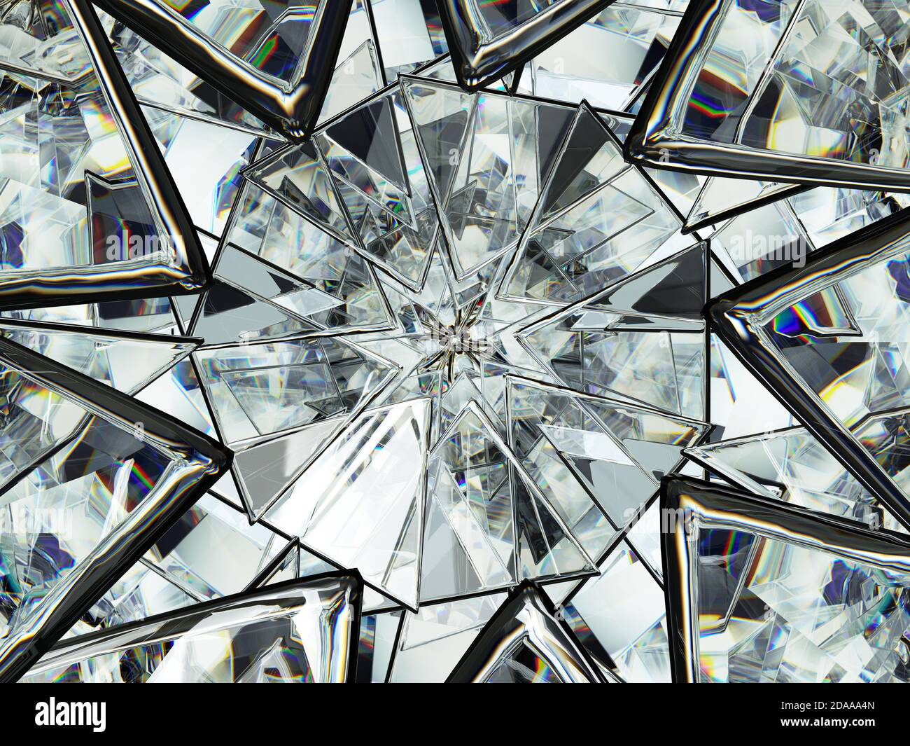 diamond structure extreme closeup and kaleidoscope. top view of round ...