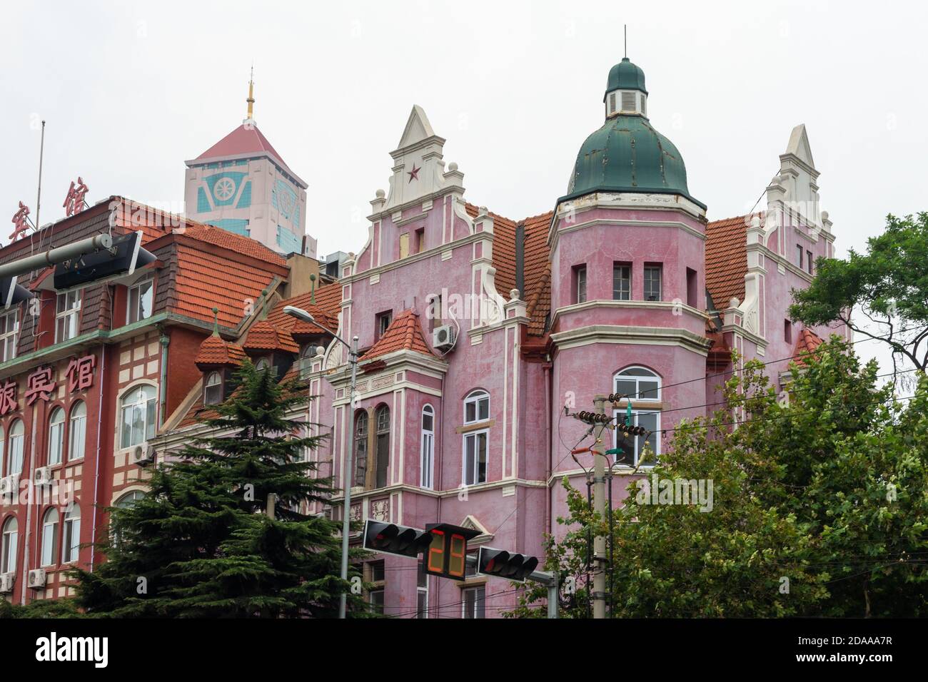Qingdao / China - August 5, 2015: Old style German colonial buildings ...