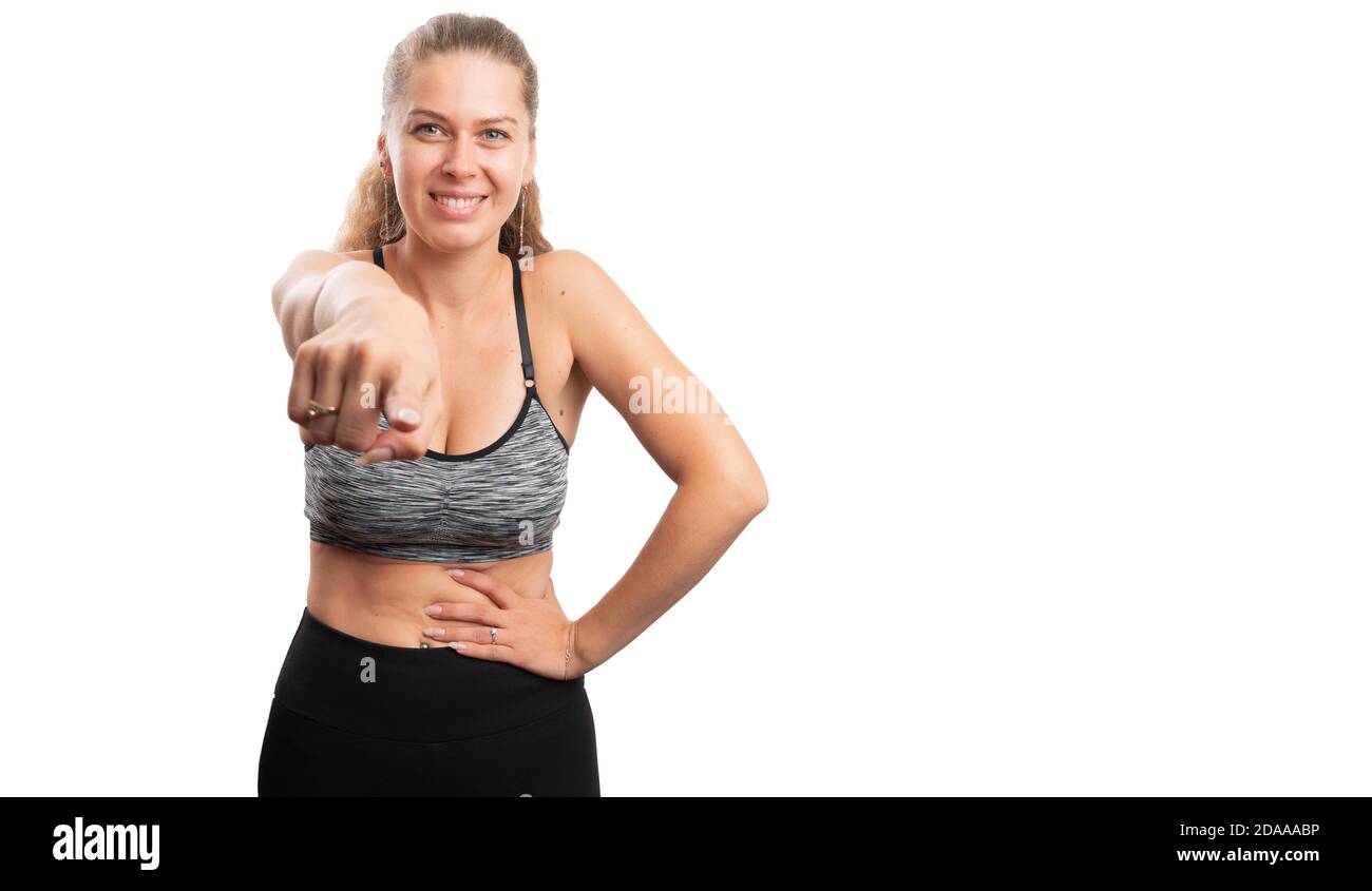 Athletic female model pointing hi-res stock photography and images - Alamy