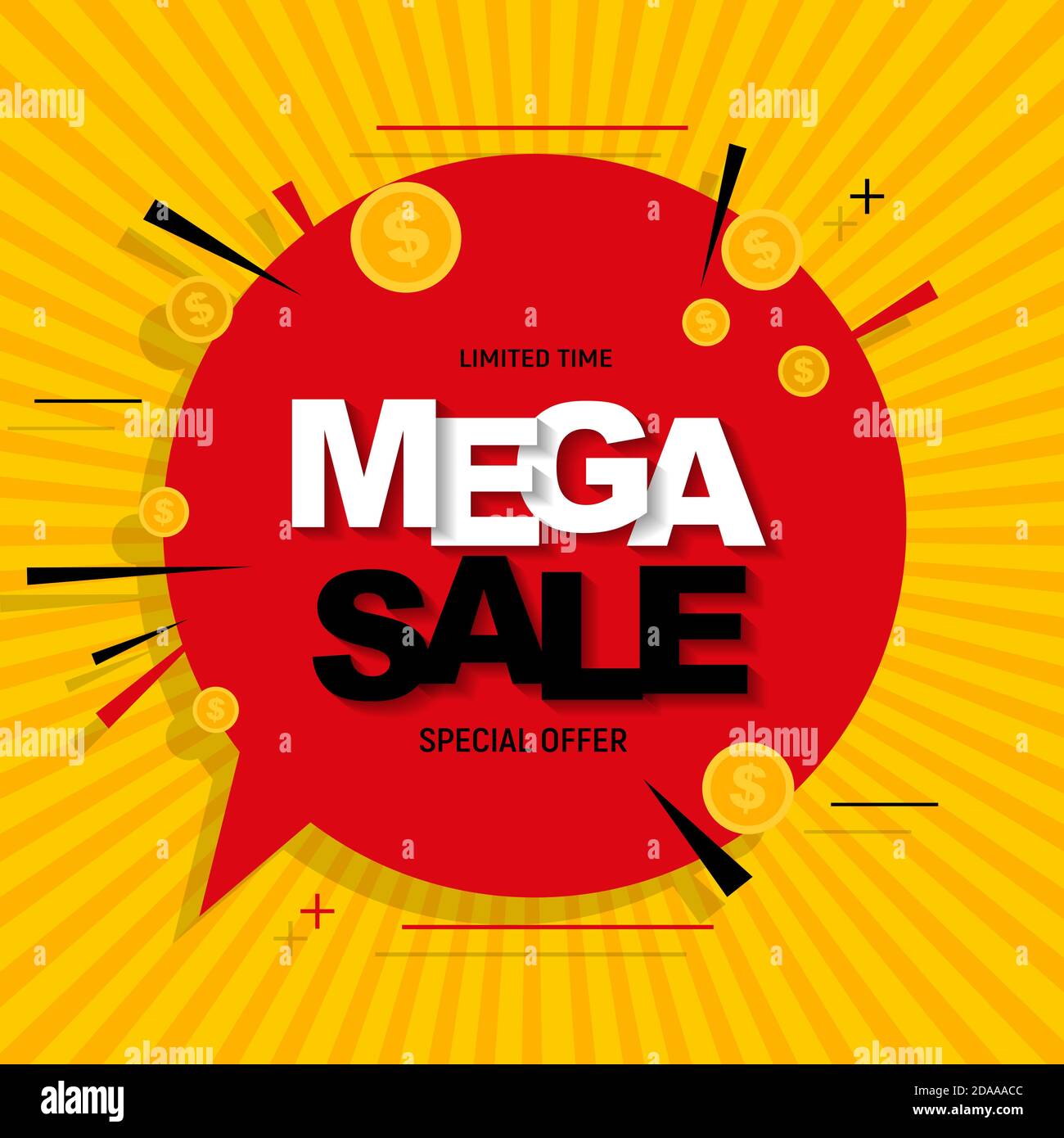 Abstract mega sale poster with gold dollar coins. illustration Stock ...