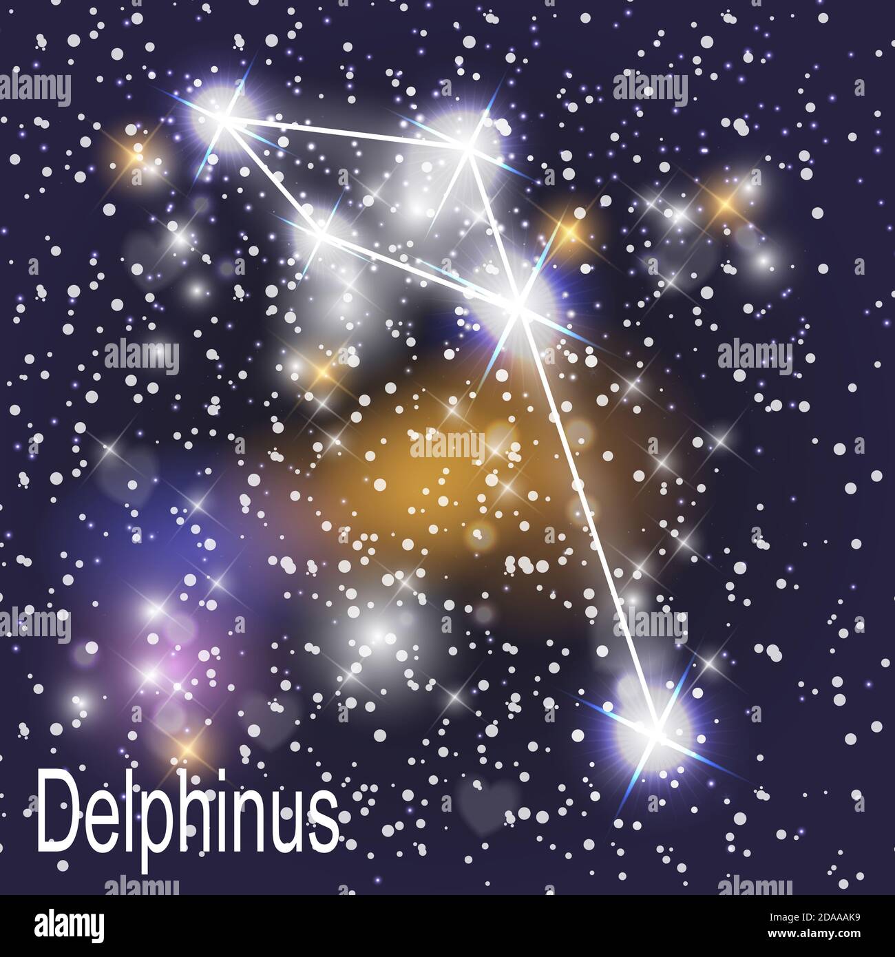 Delphinus Constellation with Beautiful Bright Stars on the Background ...