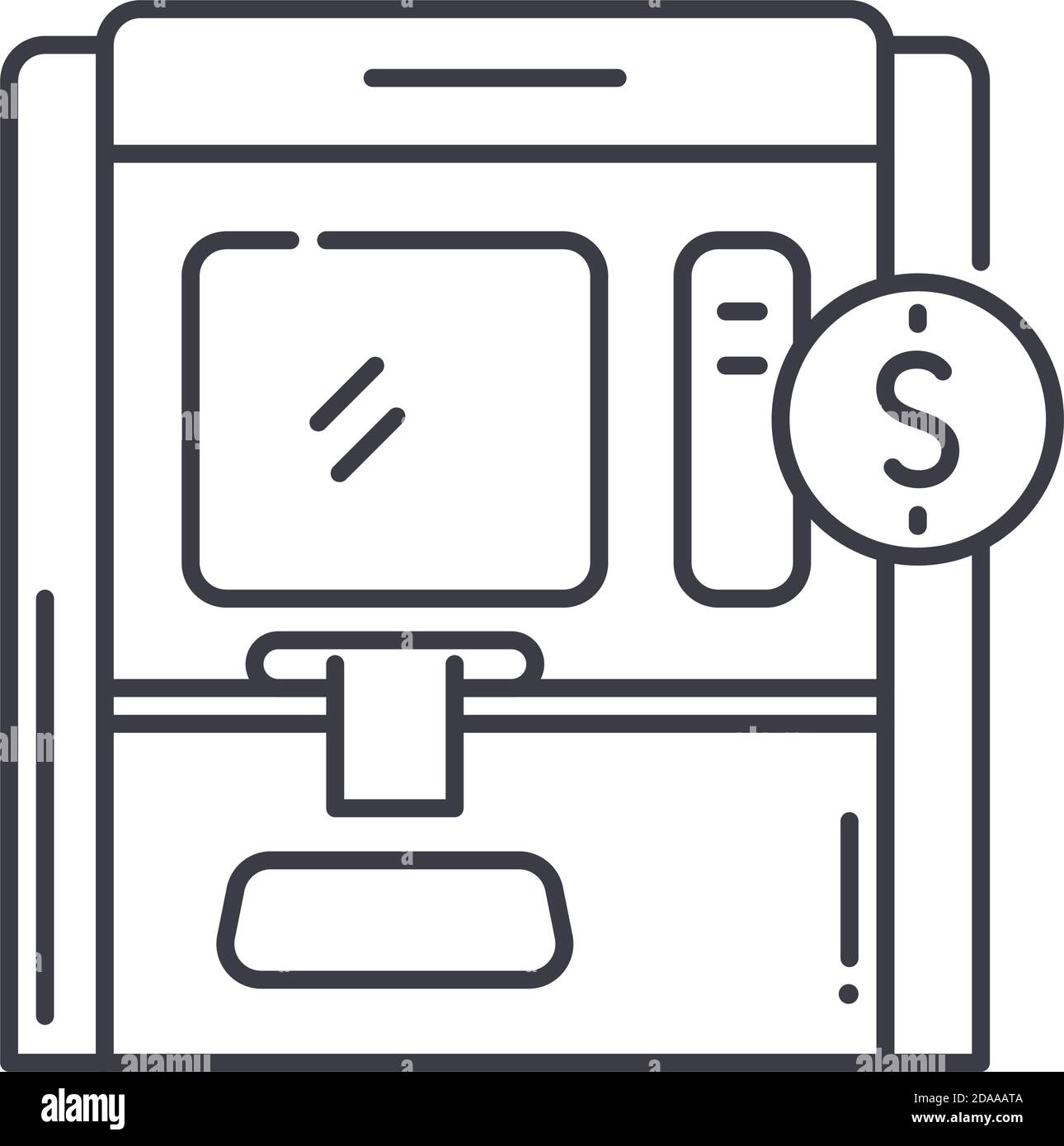 Atm cash machine icon, linear isolated illustration, thin line vector, web design sign, outline ...