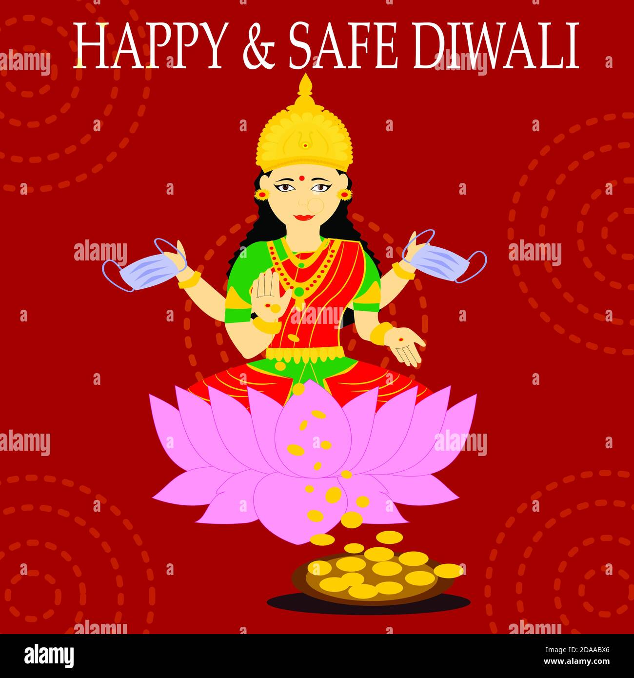 Indian Goddess Laxmi, Happy and safe Diwali background with medical ...