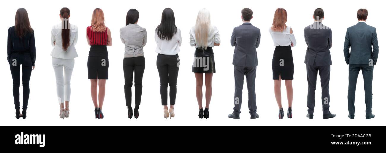 rear view.a group of young business people looking forward Stock Photo ...
