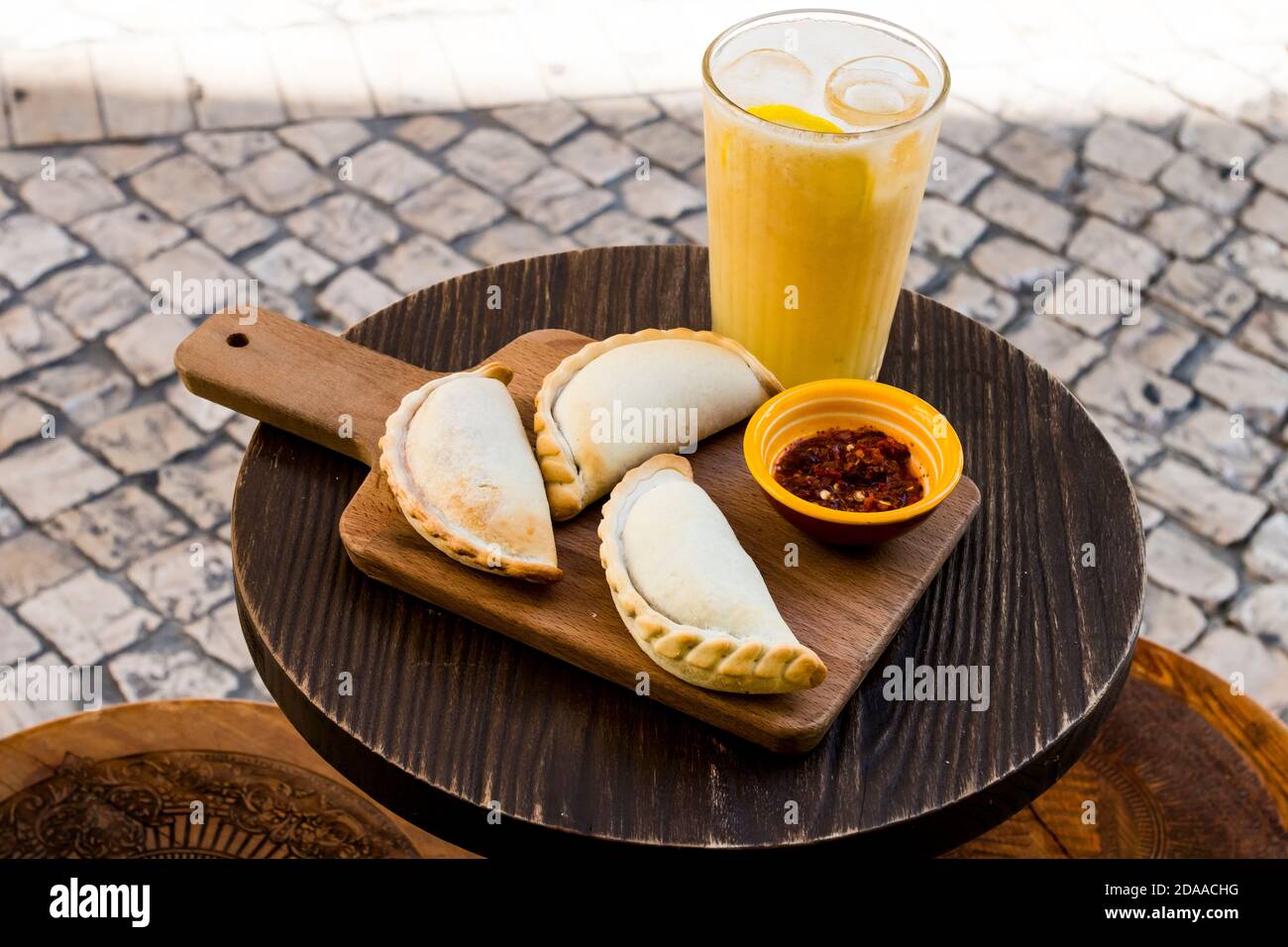 Traditional baked Argentine empanadas savory pastries with meat beef ...