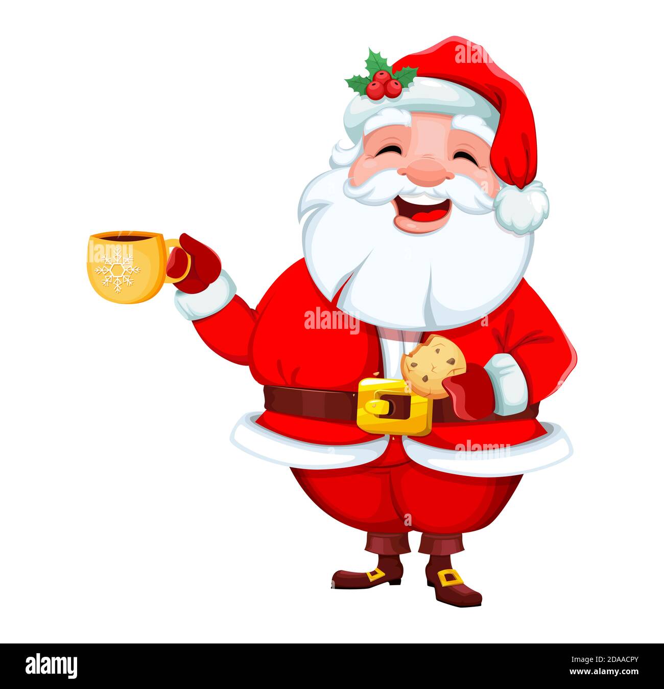 Stock vector cheerful Santa Claus having a coffee break. Merry ...