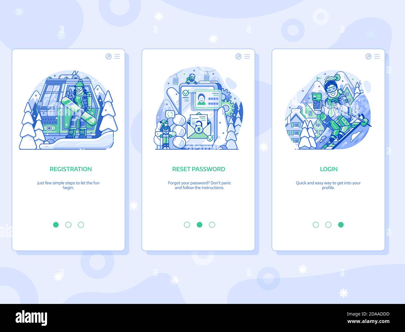 Winter Ski Resort App UI Line Illustrations Stock Vector Image & Art ...