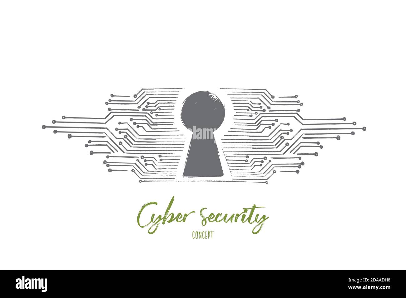 Cyber security concept. Hand drawn isolated vector Stock Vector Image ...