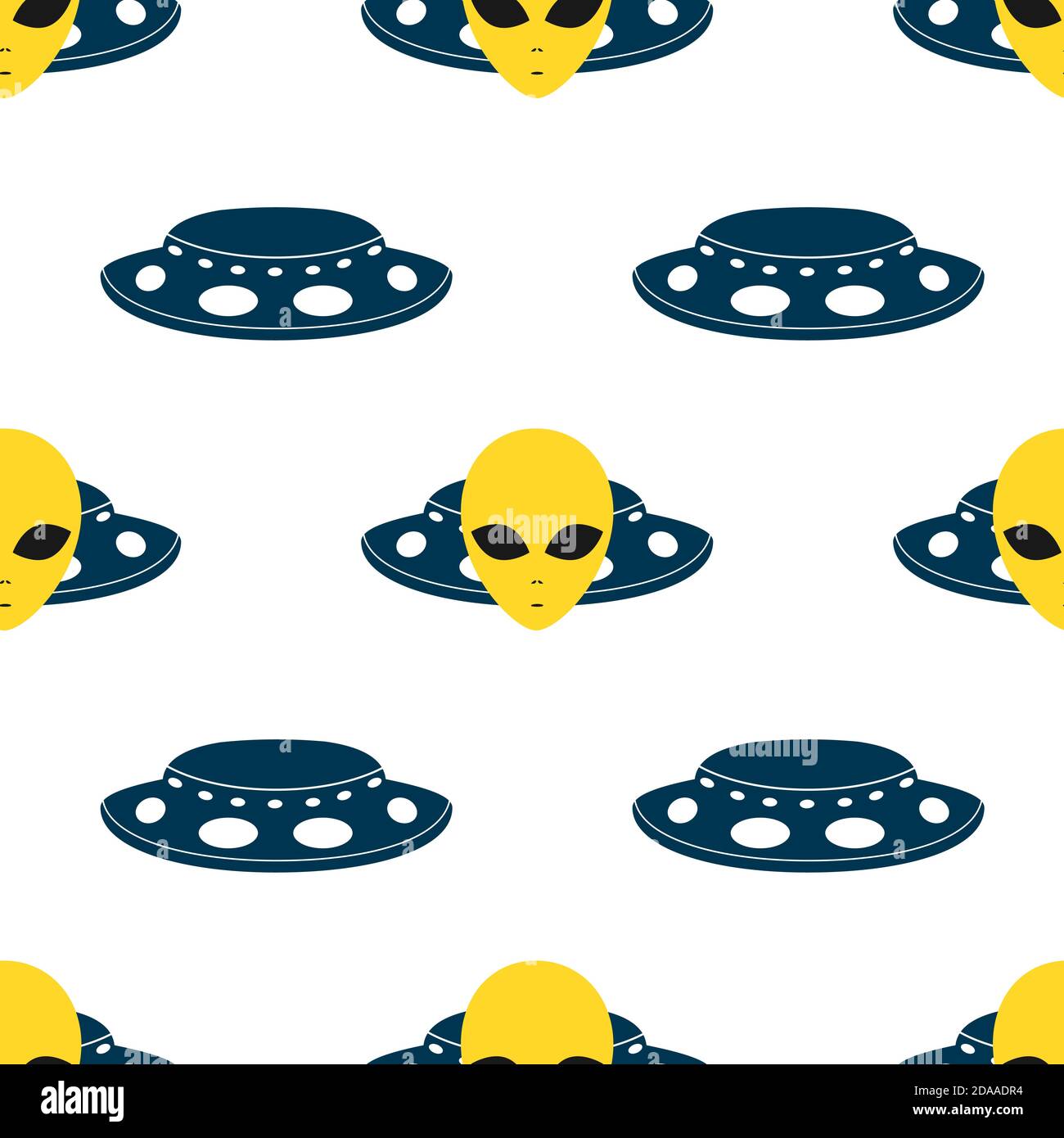 Extraterrestrial Alien Face or Head and UFO Flying Saucer Symbol Flat ...