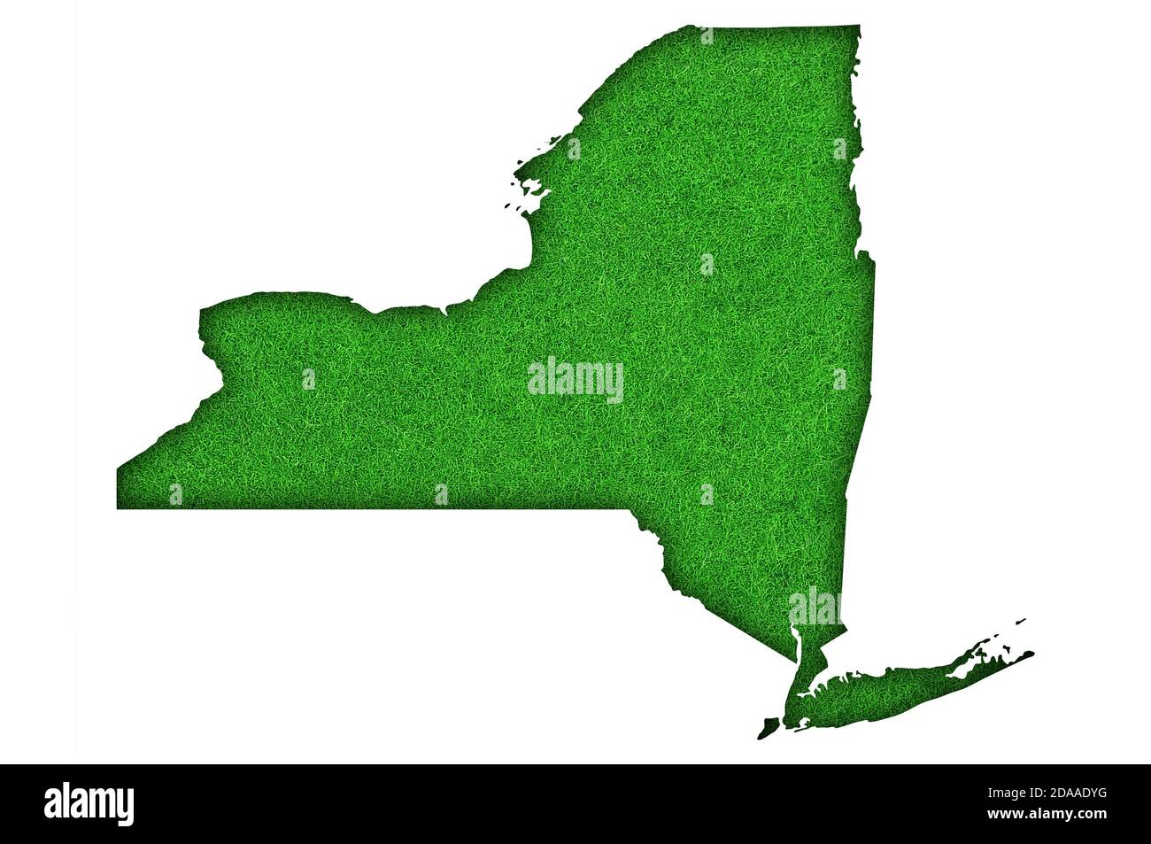 Map of New York on green felt Stock Photo - Alamy