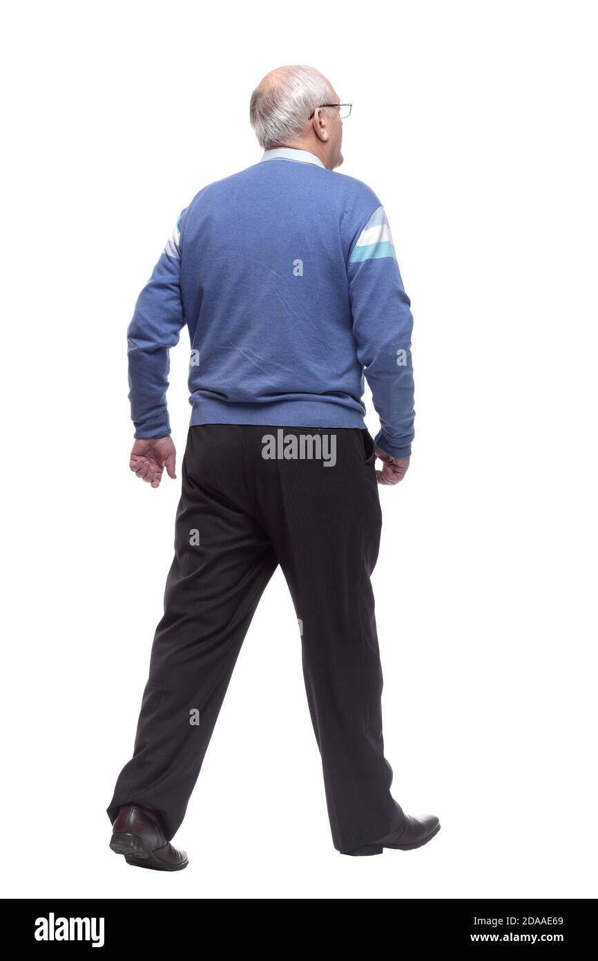 rear view. an elderly man confidently striding away Stock Photo - Alamy
