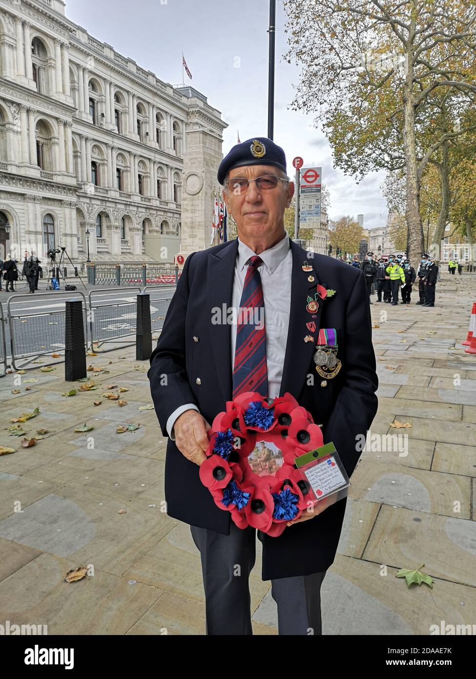 George Cowie at the Cenotaph on Whitehall in London as the nation falls ...