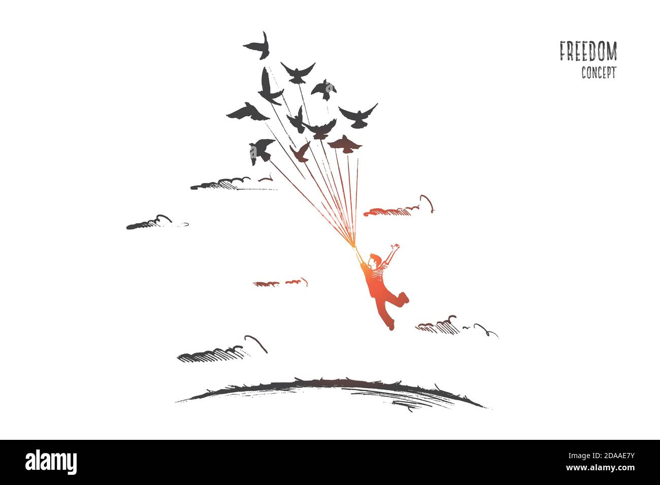 Freedom concept. Hand drawn isolated vector Stock Vector Image & Art ...