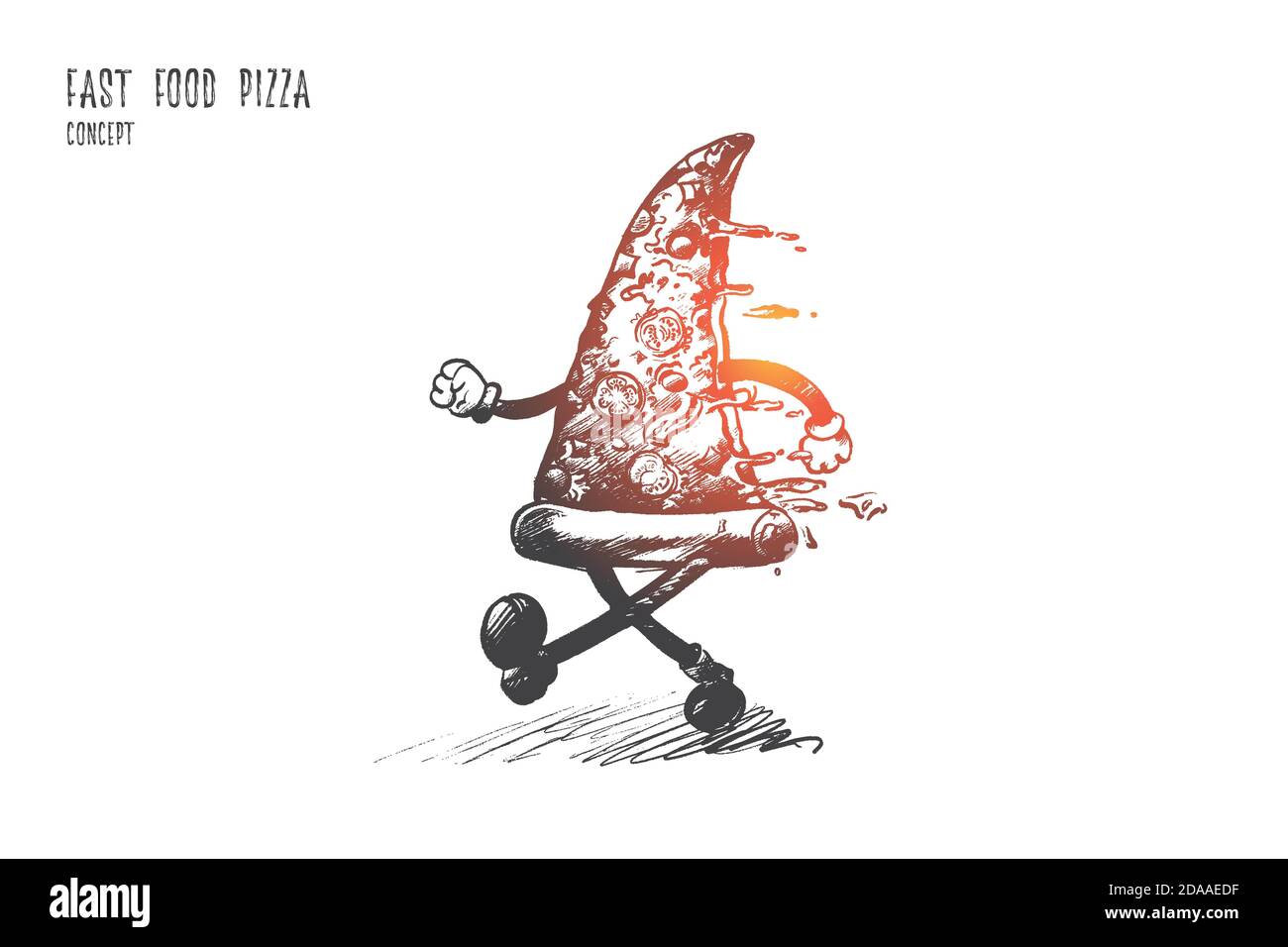 Fast food pizza concept. Hand drawn isolated vector Stock Vector Image ...