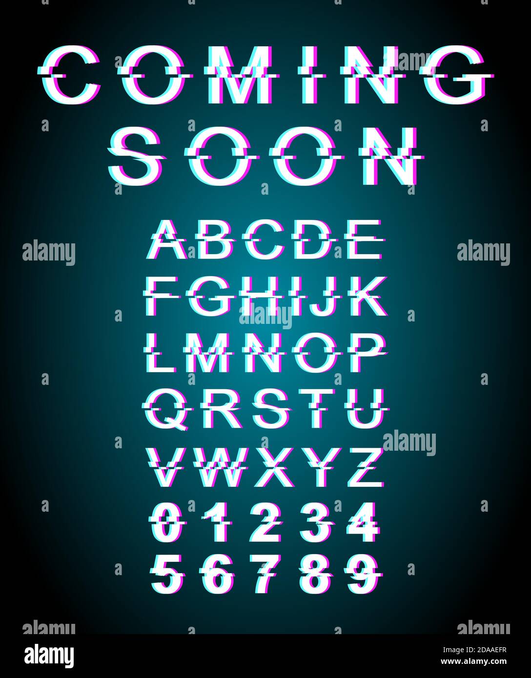 Coming soon glitch font template Stock Vector Image & Art - Alamy