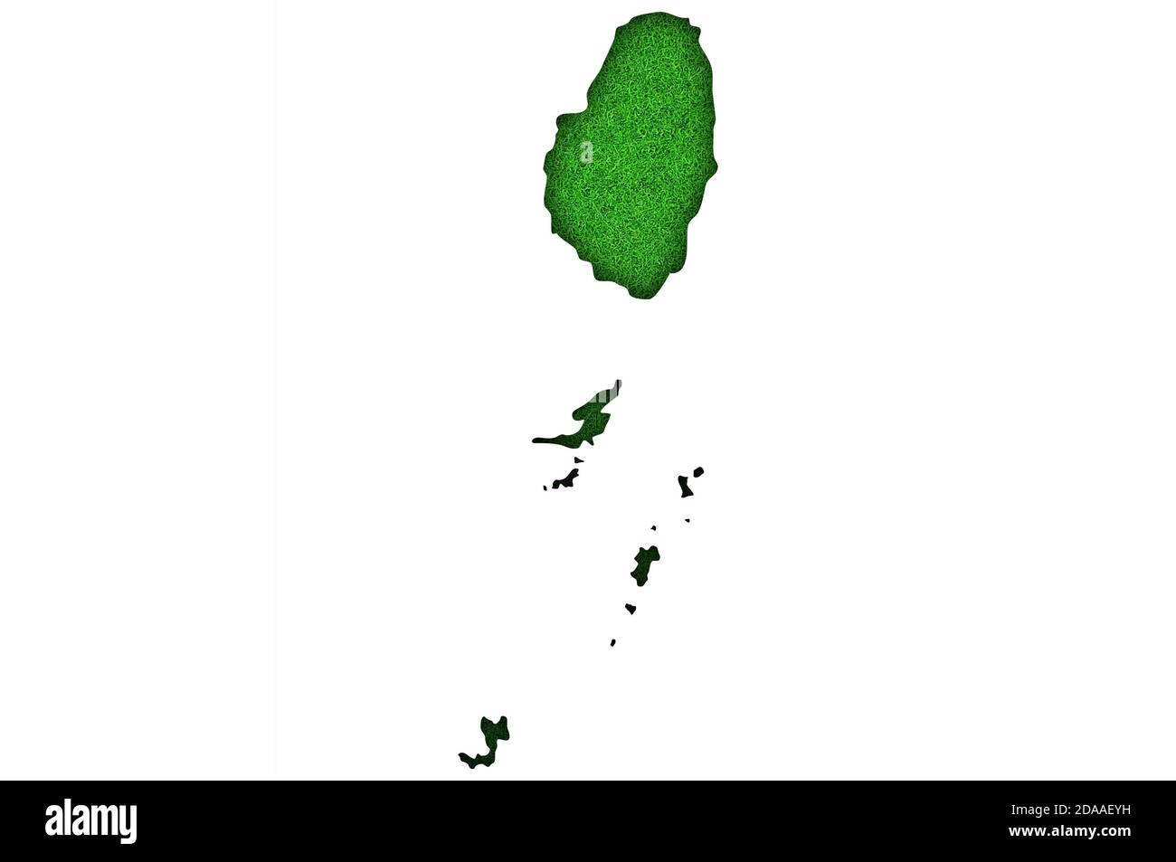Map of Saint Vincent and the Grenadines on green felt Stock Photo - Alamy