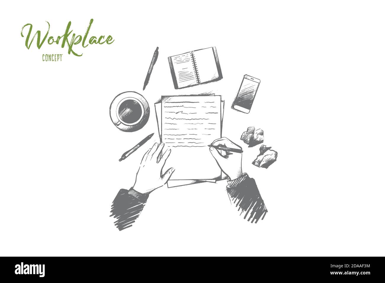 Workplace concept. Hand drawn isolated vector Stock Vector Image & Art - Alamy