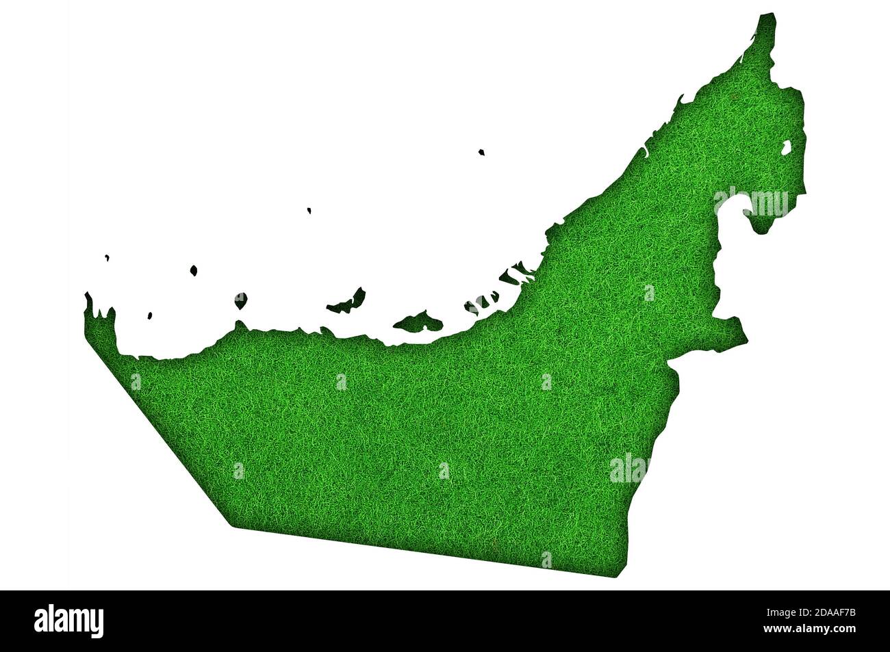 Map of United Arab Emirates on green felt Stock Photo - Alamy