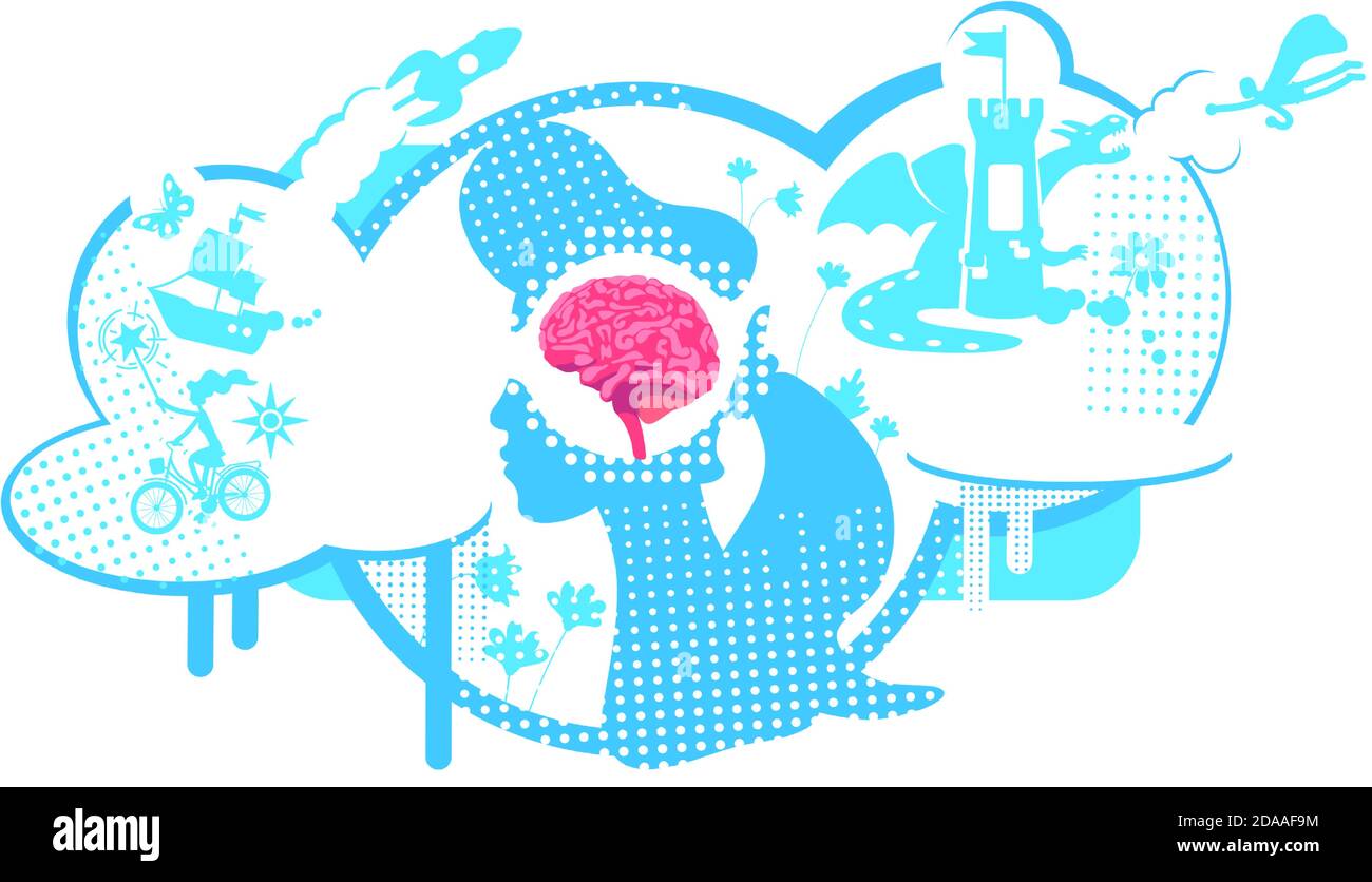 Visual development of thinking flat concept vector illustration Stock ...