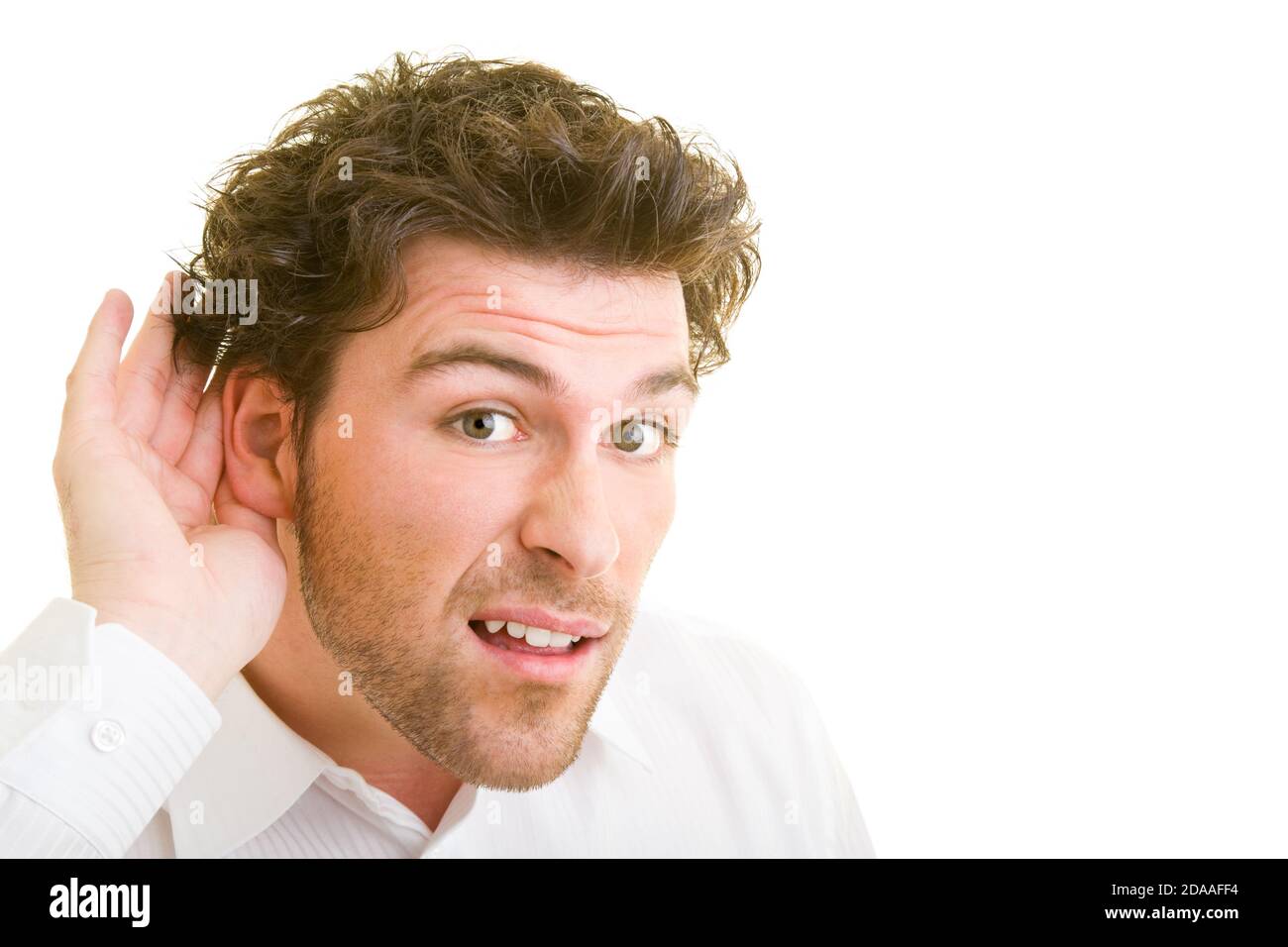 Hand behind ears hi-res stock photography and images - Alamy