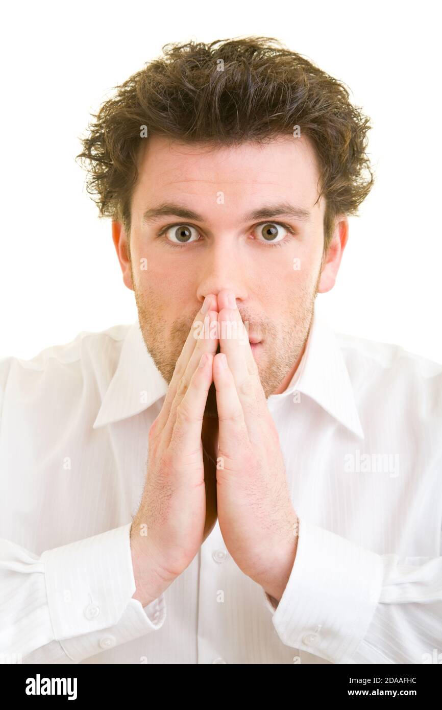 Young man looks mesmerized ahead Stock Photo - Alamy