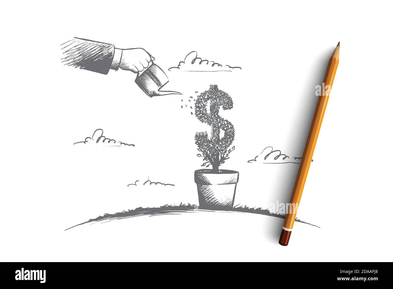 Money making concept. Hand drawn isolated vector Stock Vector Image ...
