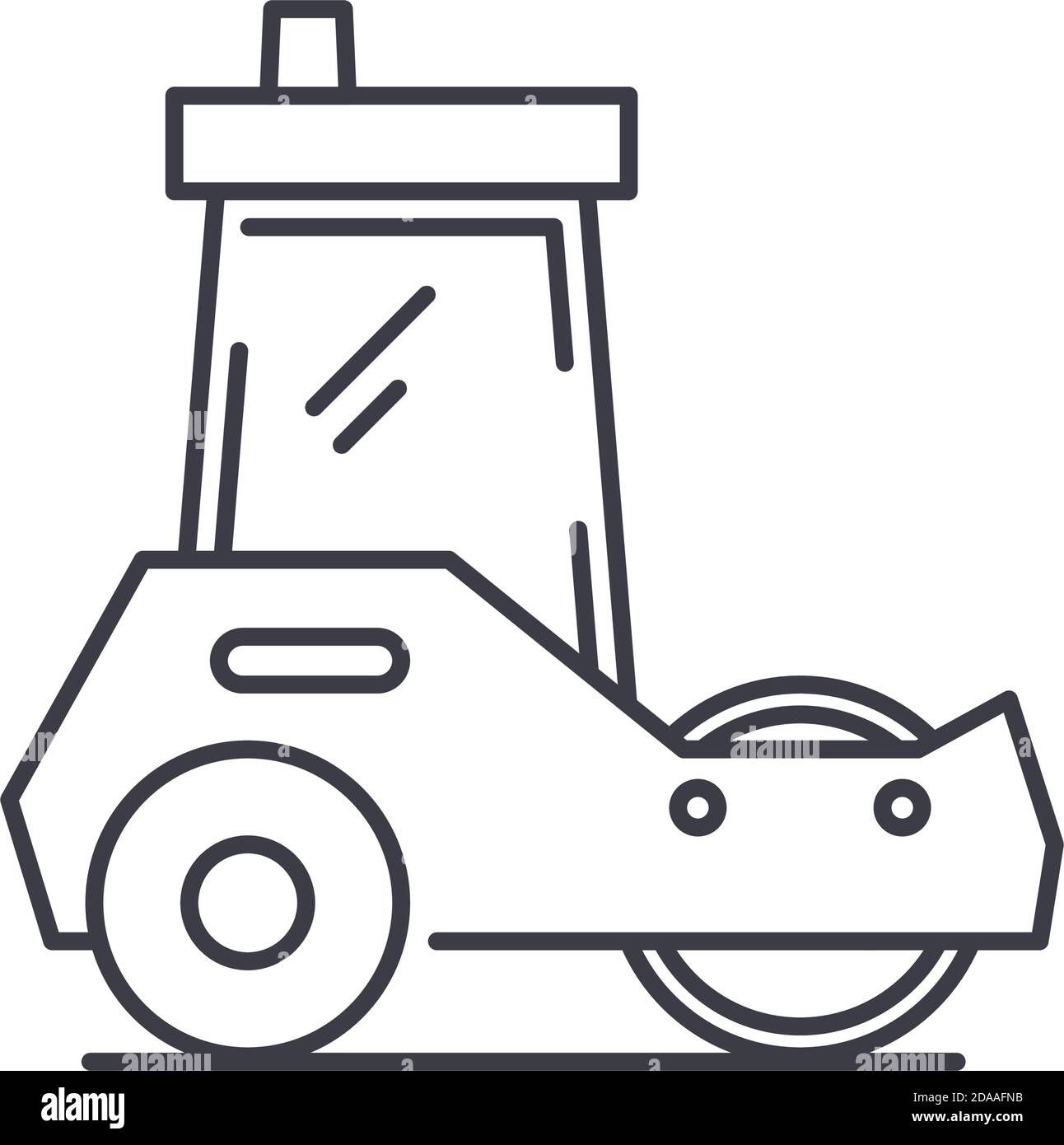 Asphalt paver concept icon, linear isolated illustration, thin line ...