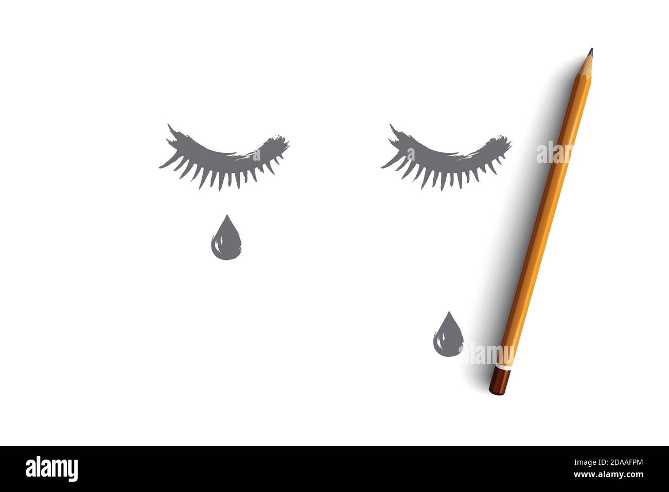 Sadness concept. Hand drawn isolated vector Stock Vector Image & Art ...