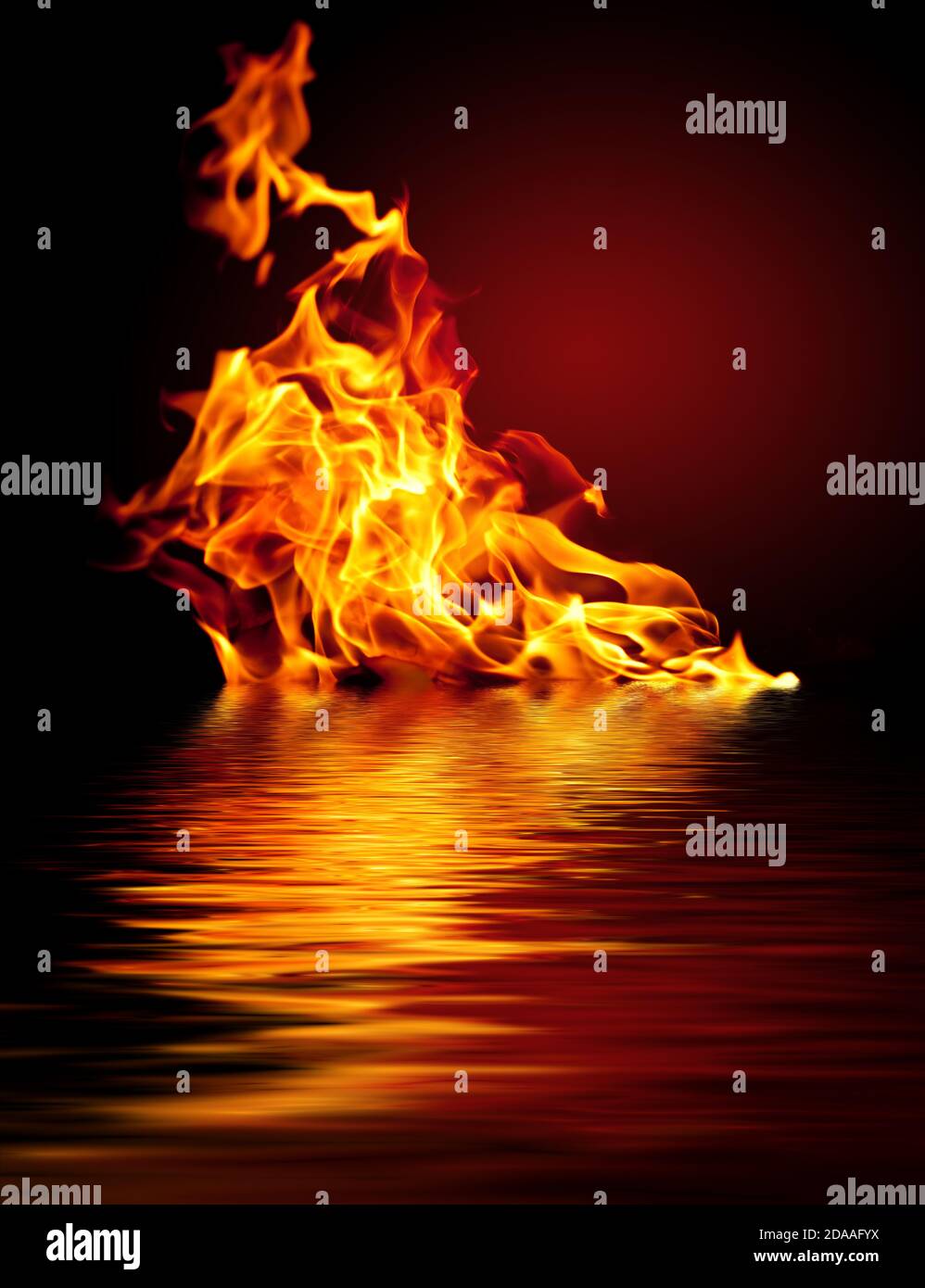 Fire flames and water reflections Stock Photo - Alamy