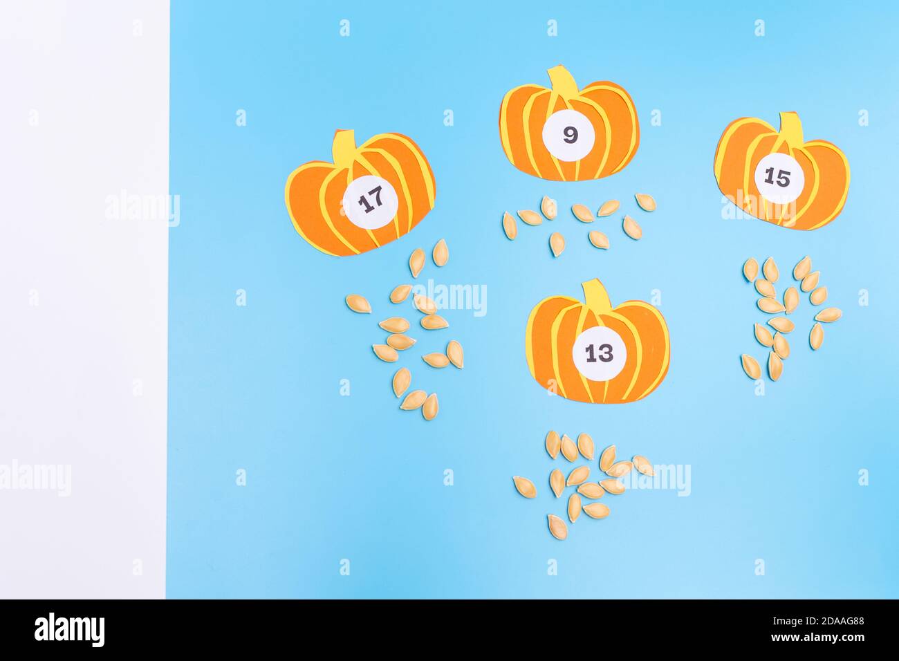 math activity for kids, pumpkin and seeds counting game for elementary ...