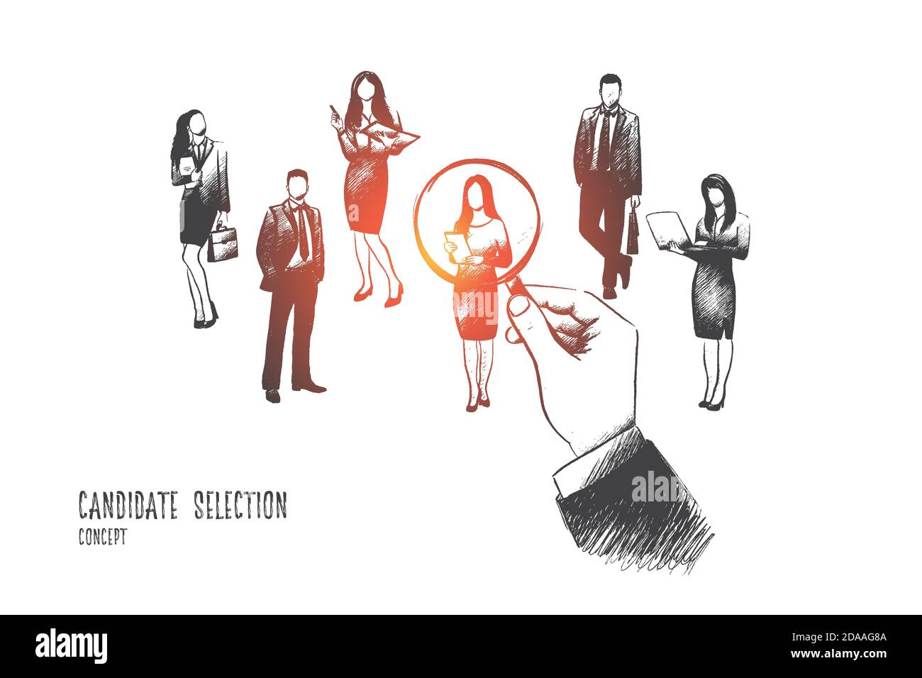 Candidate selection concept. Hand drawn isolated vector Stock Vector ...