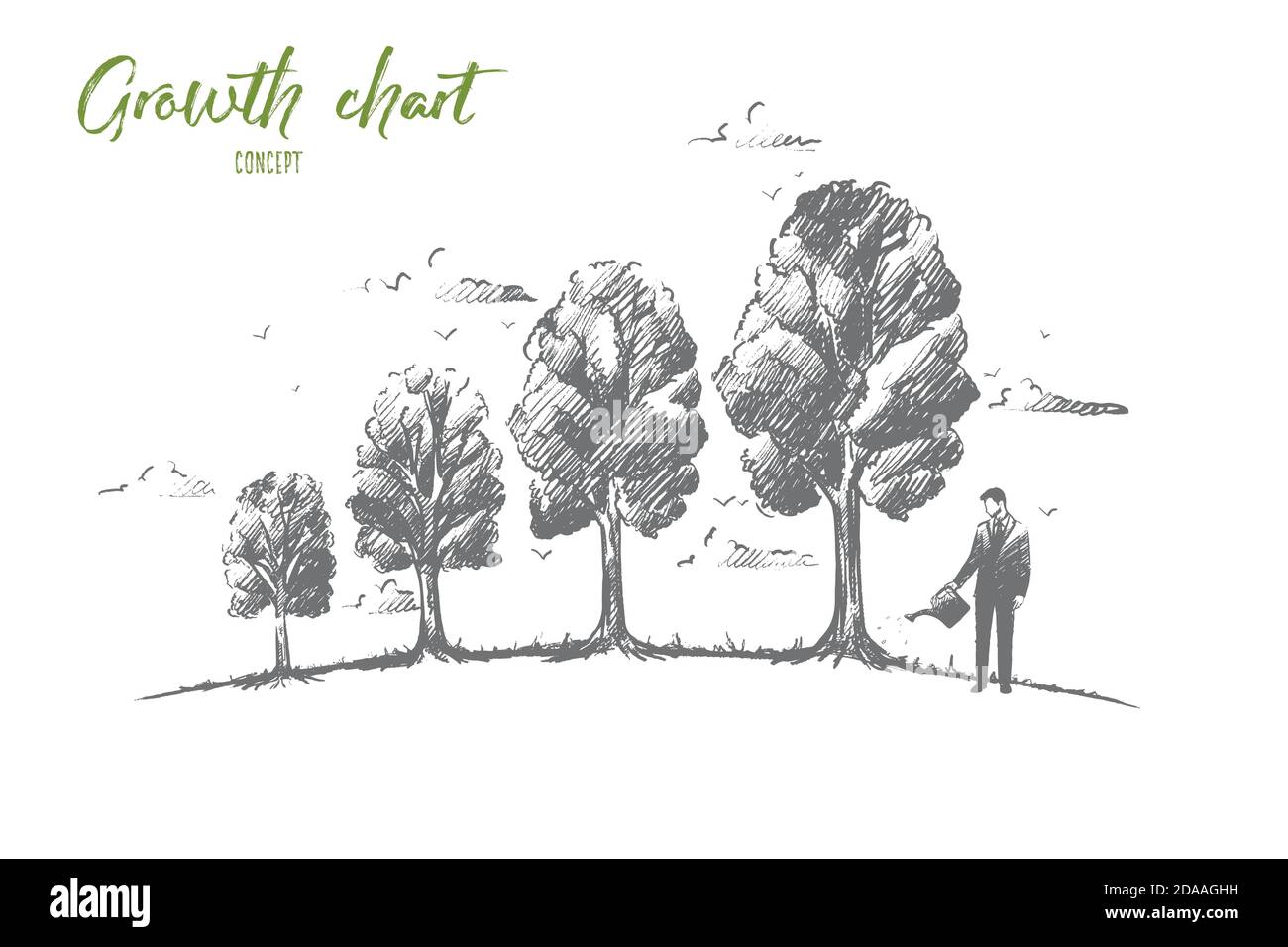 Growth chart concept. Hand drawn isolated vector Stock Vector Image ...