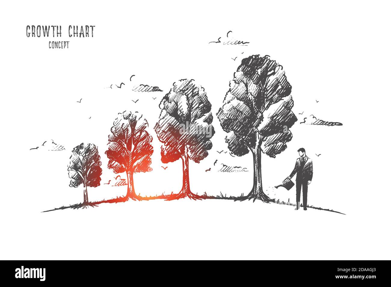 Growth chart concept. Hand drawn isolated vector Stock Vector Image ...