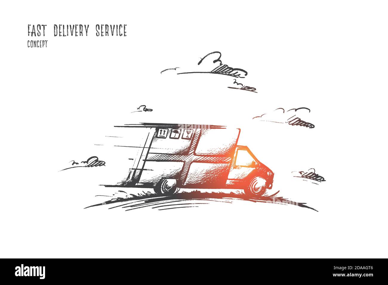 Fast delivery service concept. Hand drawn isolated vector Stock Vector ...
