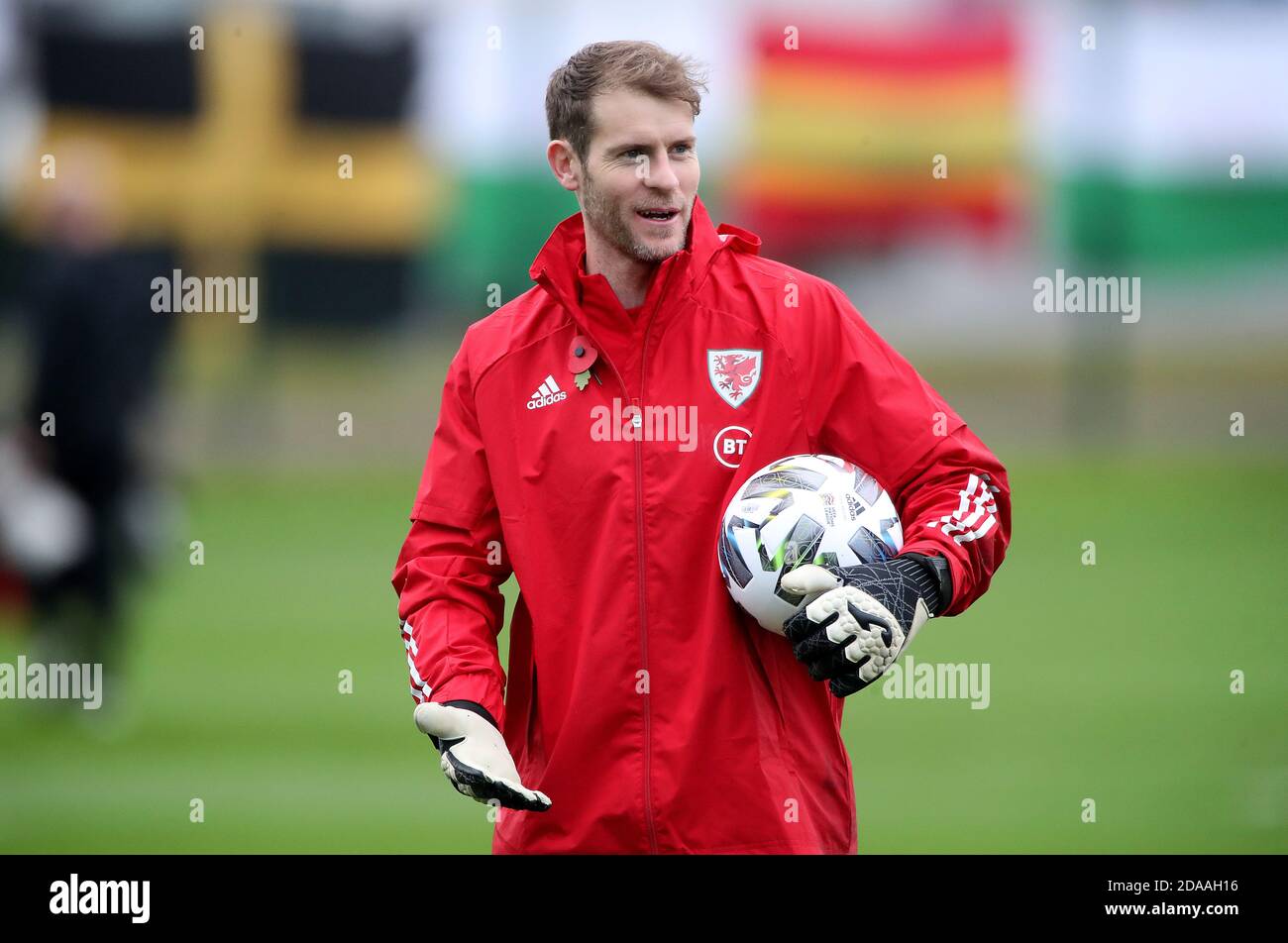 Wales' Adam Davies during the training session at The Vale Resort ...
