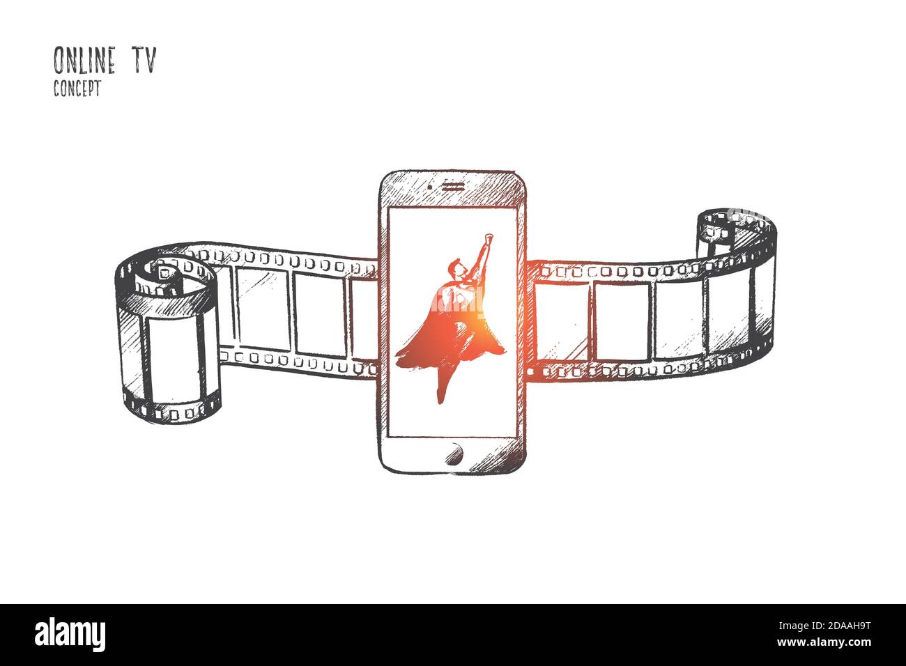 Online TV concept. Hand drawn isolated vector Stock Vector Image & Art ...