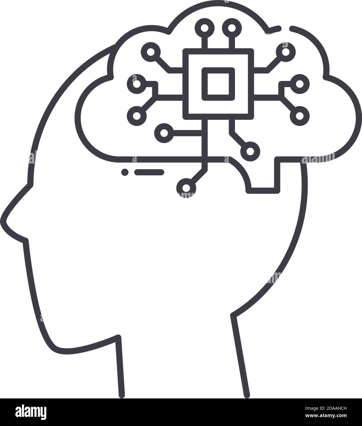 Artificial mind icon, linear isolated illustration, thin line vector ...