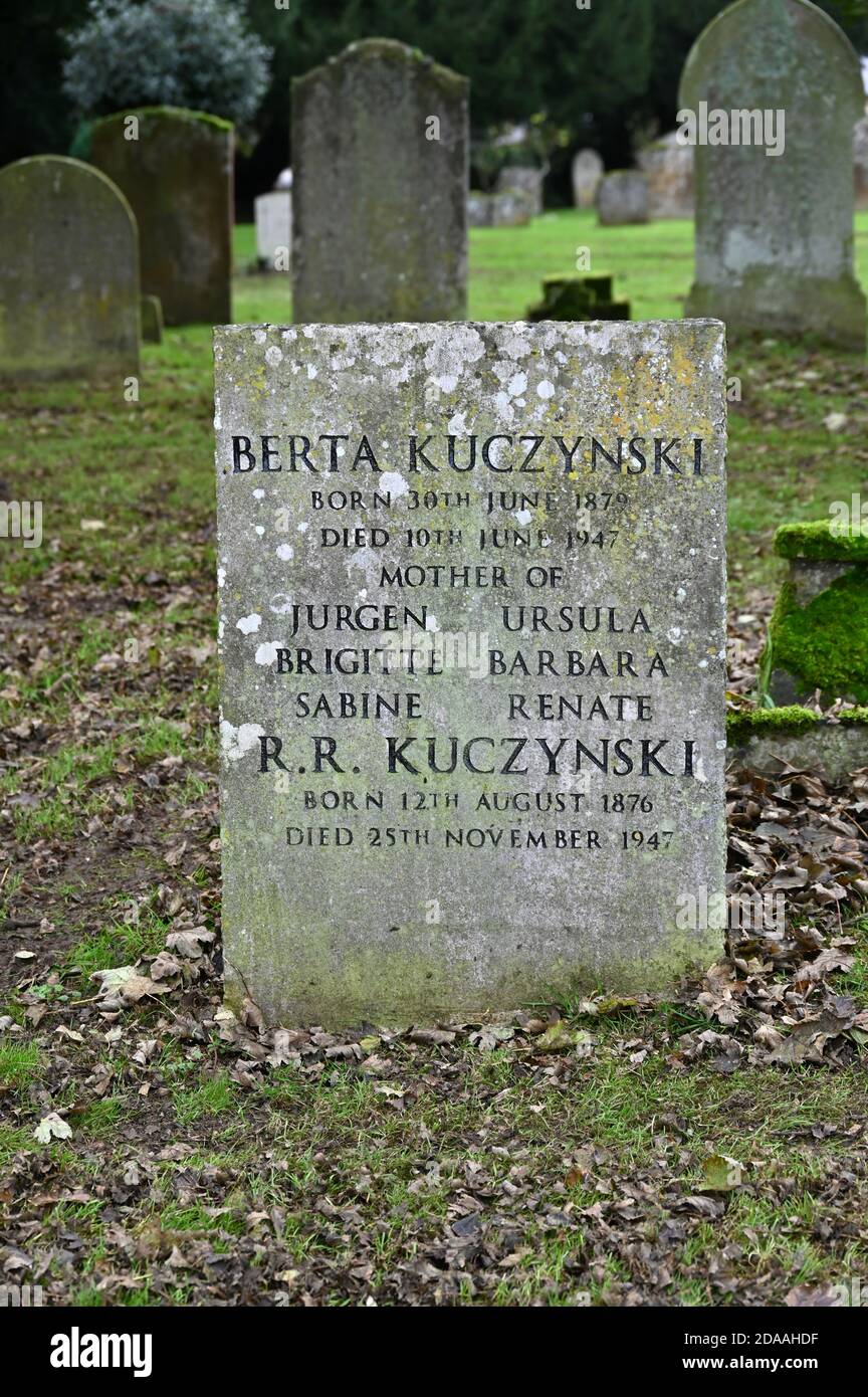 The grave of Robert and Berta Kuczynski in St Andrew's Churchyard in ...